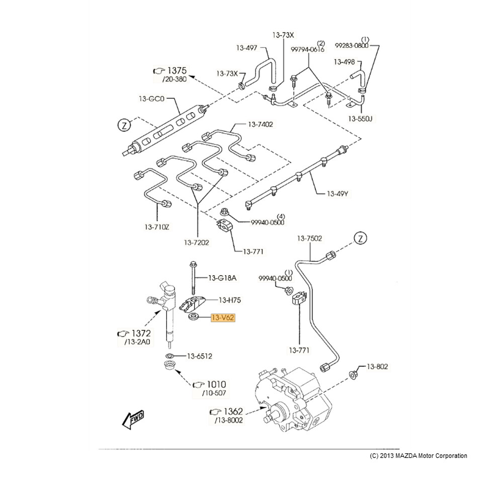 Genuine Mazda Bt-50 Un Fuel Injector Clamp Bolt Seal Part WE0113R79B ...
