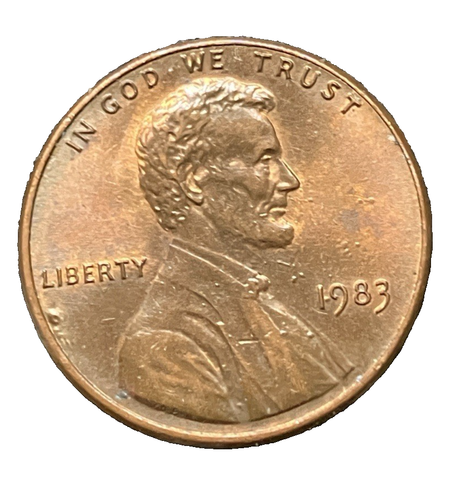 1983 Lincoln Cent Lots of Dots On Rev and Obv! Error between N & T of ...