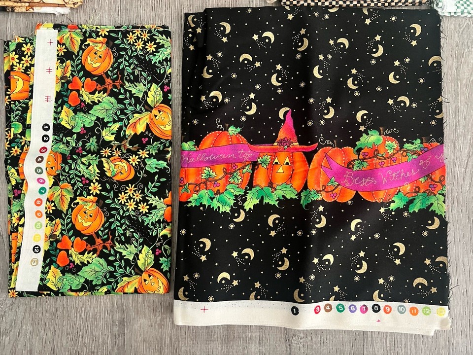 Vintage Fabric- Lot Of Debbie Mumm Fabric- Fall Halloween Pumpkin 3 ...