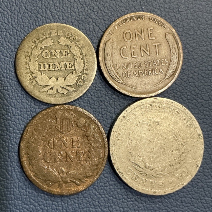 Coin Collection - Liberty Silver Dime, 1909 P Wheat Cent, V Nickel ...