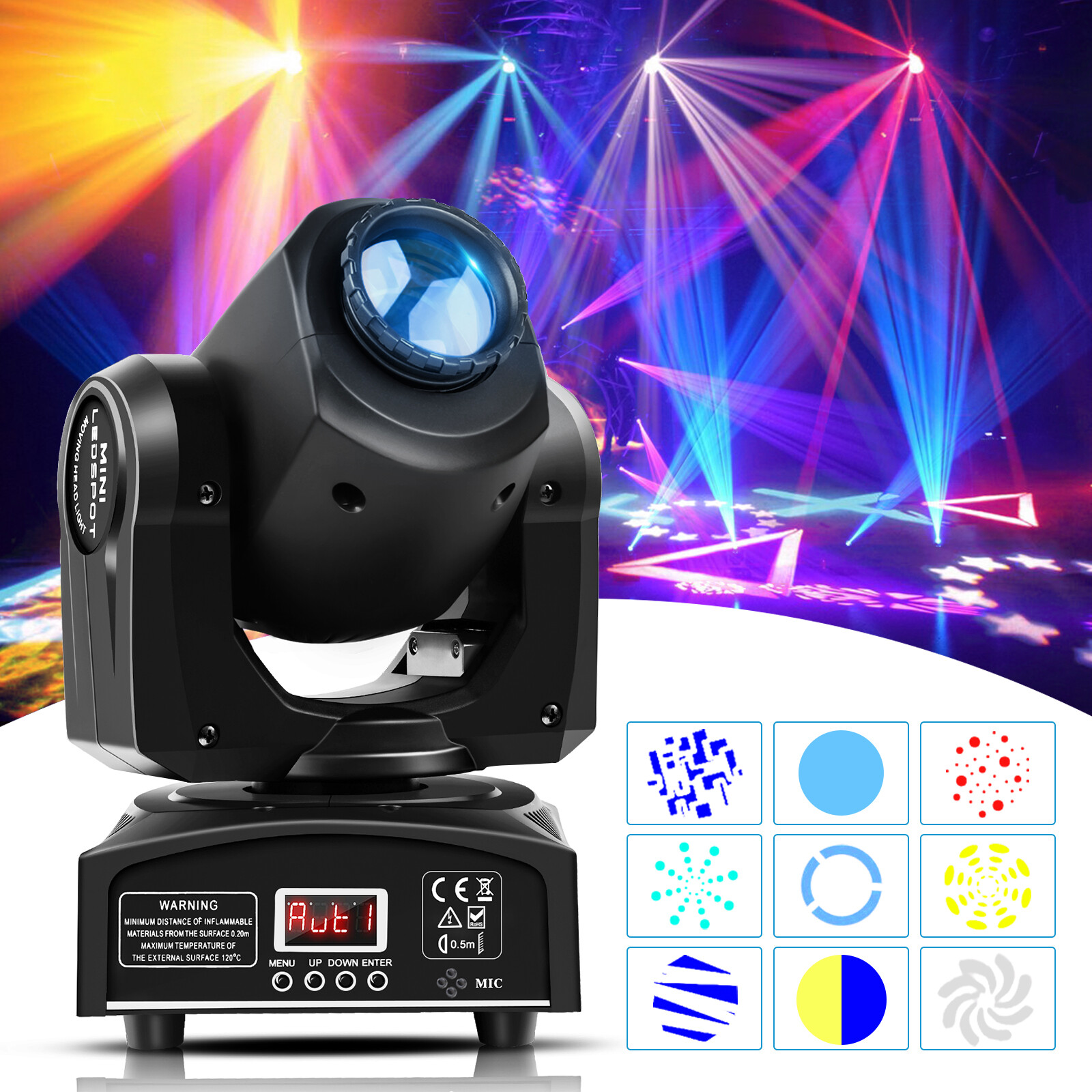 120W RGBW Gobo Stage Lighting LED Beam Moving Head Strobe Light DJ Bar ...