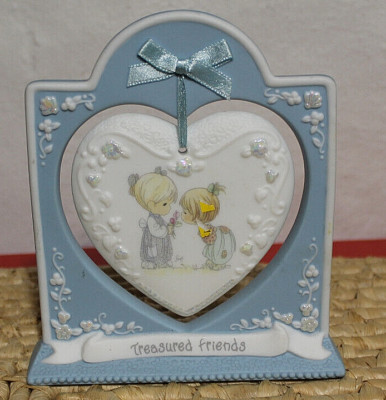 Precious Moments Treasured Friends Plaque Hanging Heart Figure Blue ...
