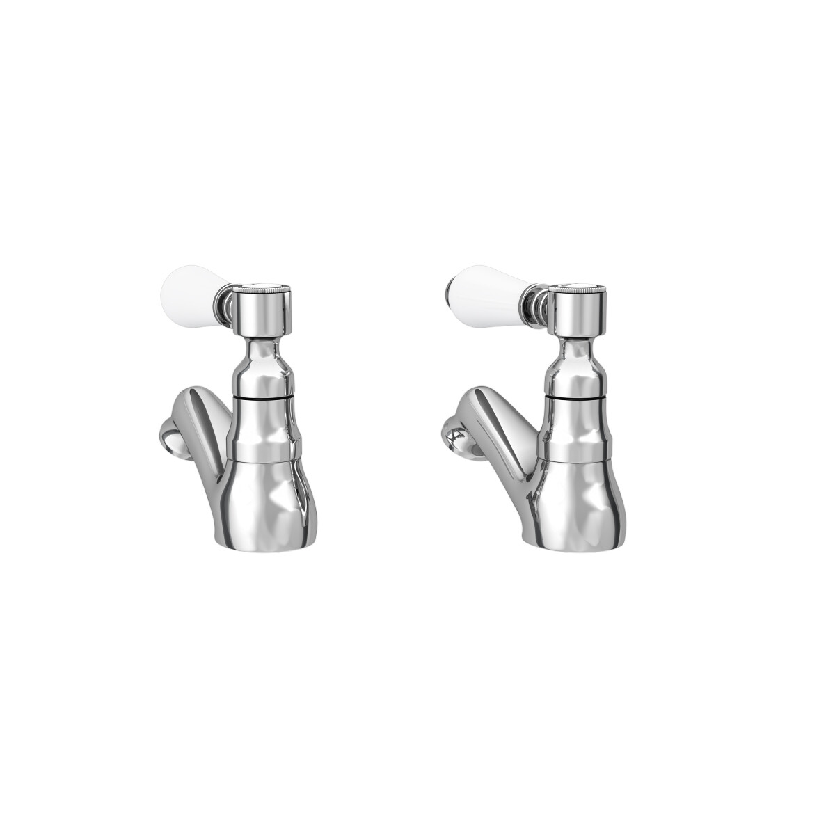 Traditional Hot & Cold Twin Bath Tap Pair Chrome Bathroom Taps ...