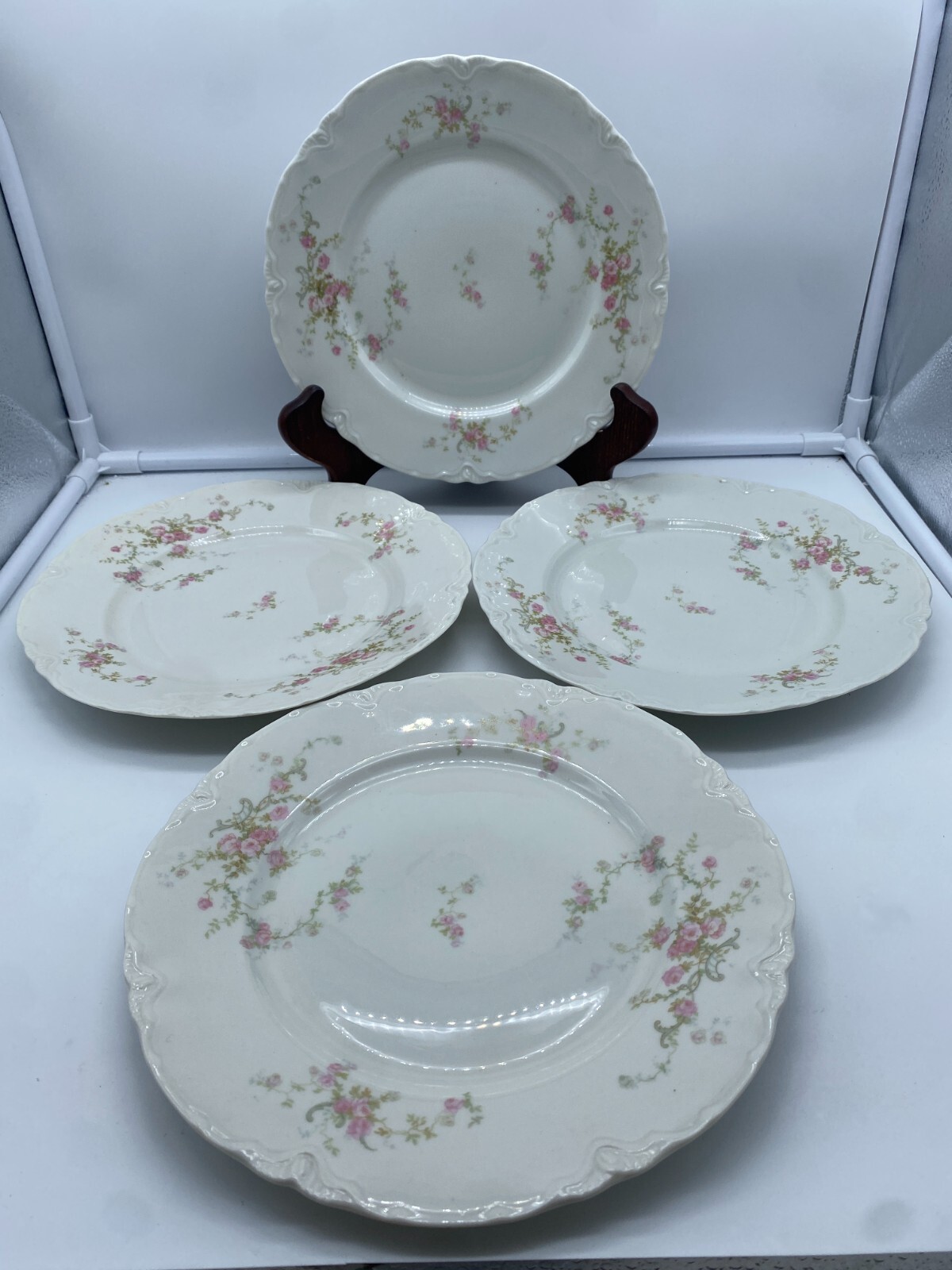 4 Vintage Warwick China Luncheon Plates Pink Roses 9" E49 | eBay