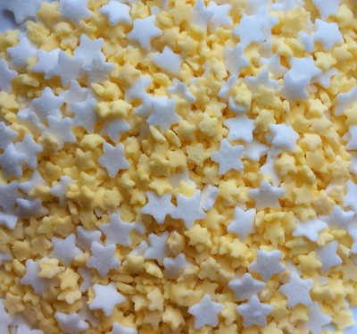 EDIBLE Yellow and White Star Sprinkle Mix for Cake and Cupcake ...