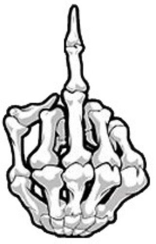MIDDLE FINGER SKELETON BONE STICKER HARD HAT STICKER HELMET STICKER ...