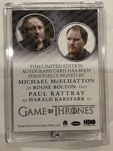 Game Thrones Dual Autograph Card Michael McElhatton Paul Rattray Roose ...
