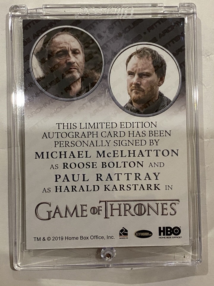 Game Thrones Dual Autograph Card Michael McElhatton Paul Rattray Roose ...