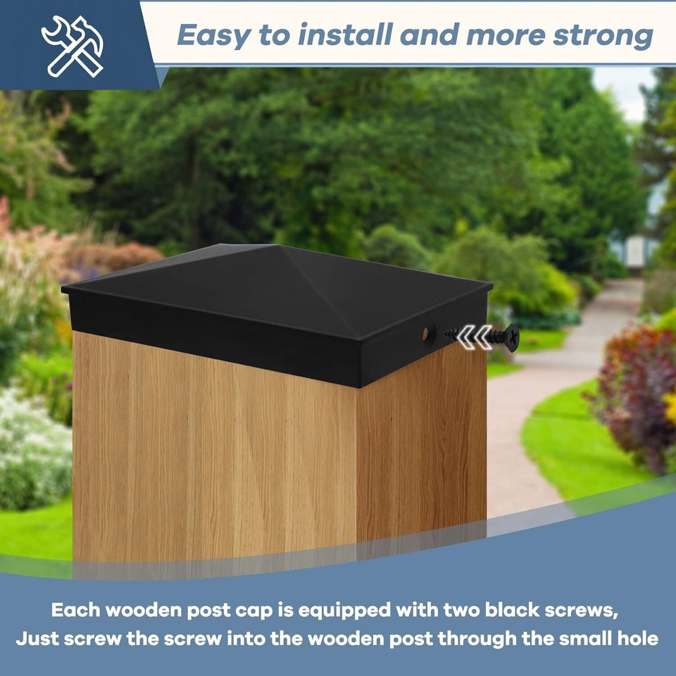 4x6 Aluminum Pyramid Post Caps Cover for 4x6 Nominal Wood Post(Actual 3 ...