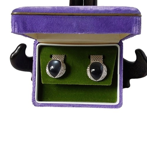 SWANK MIDNIGHT BLUE & SILVER VINTAGE MEN’S CUFF LINKS | eBay