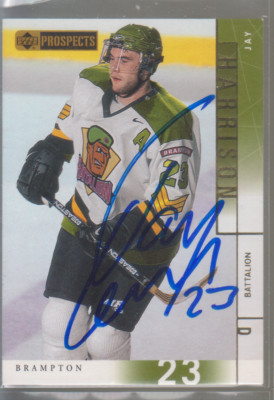 Autographed 00/01 Upper Deck Prospects Jay Harrison - Brampton ...