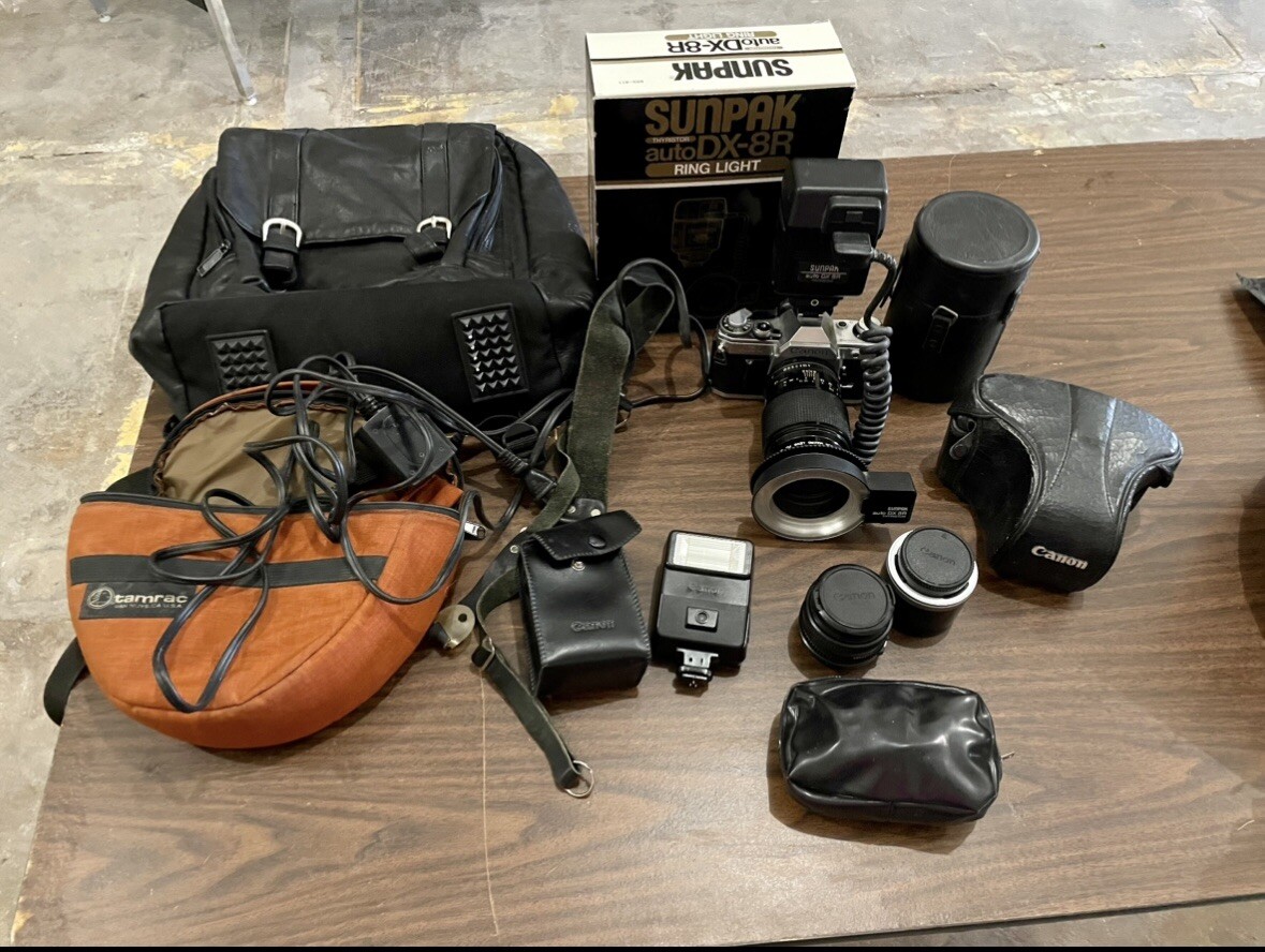 Cannon Camera With Lenses, Ring Light, And Cases. All Functioning ...