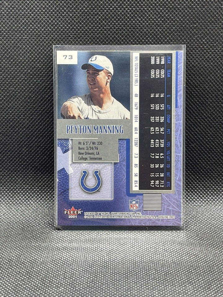 2001 Fleer Genuine Football Card #73 Peyton Manning Indianapolis Colts ...