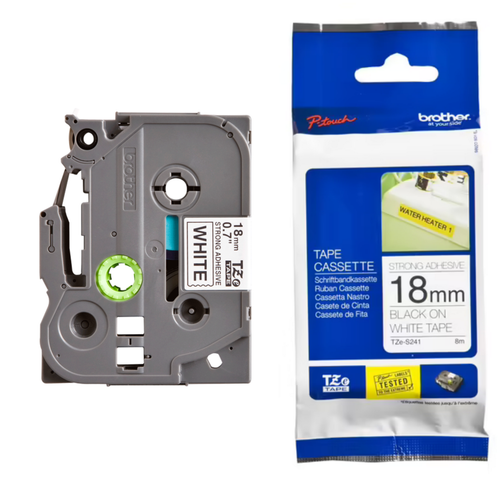 Brother TZe-S241 Strong Laminated Tape 18mm x 8m - Black on White ...