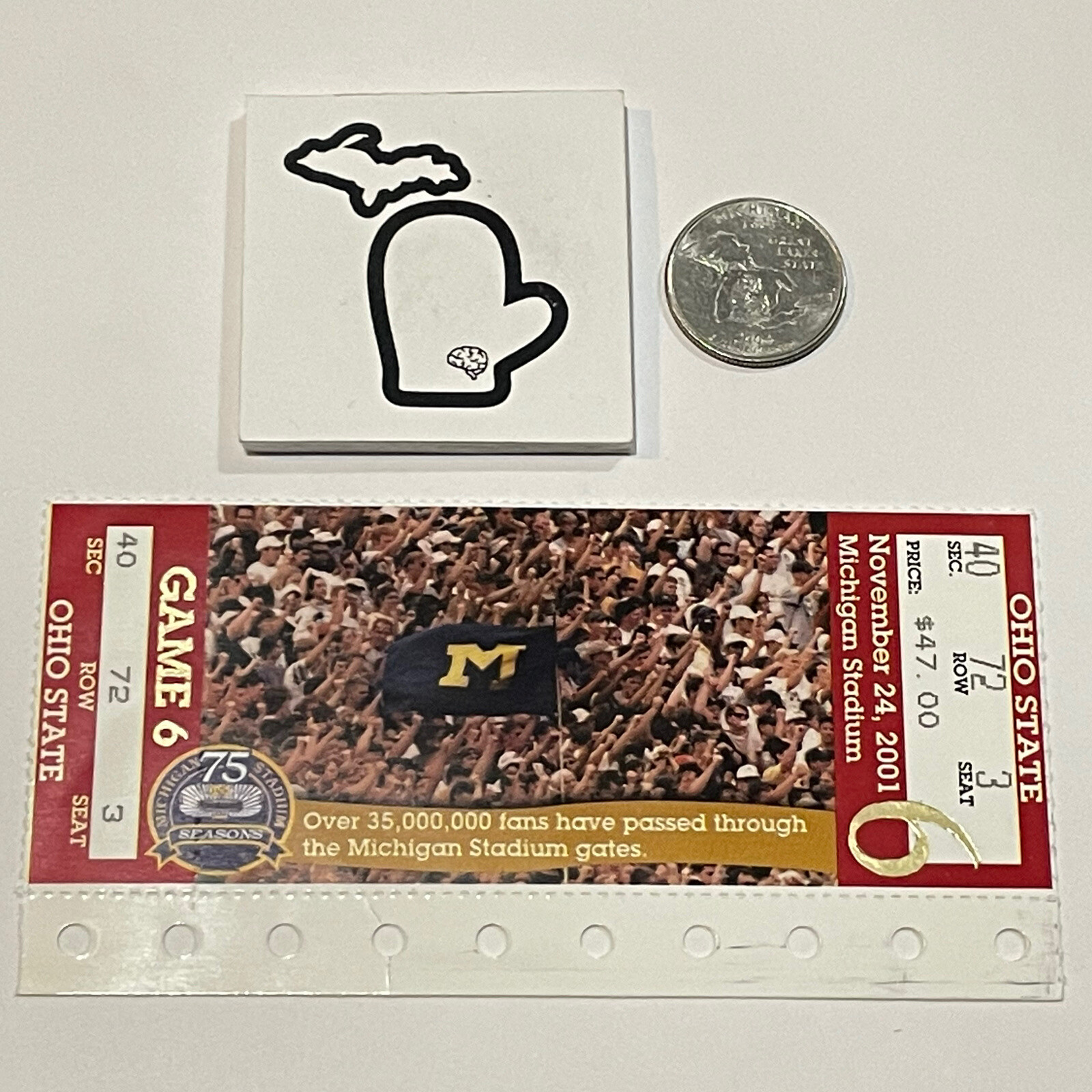 FULL 2001 Michigan v Ohio State THE GAME Original Football Ticket UofM ...