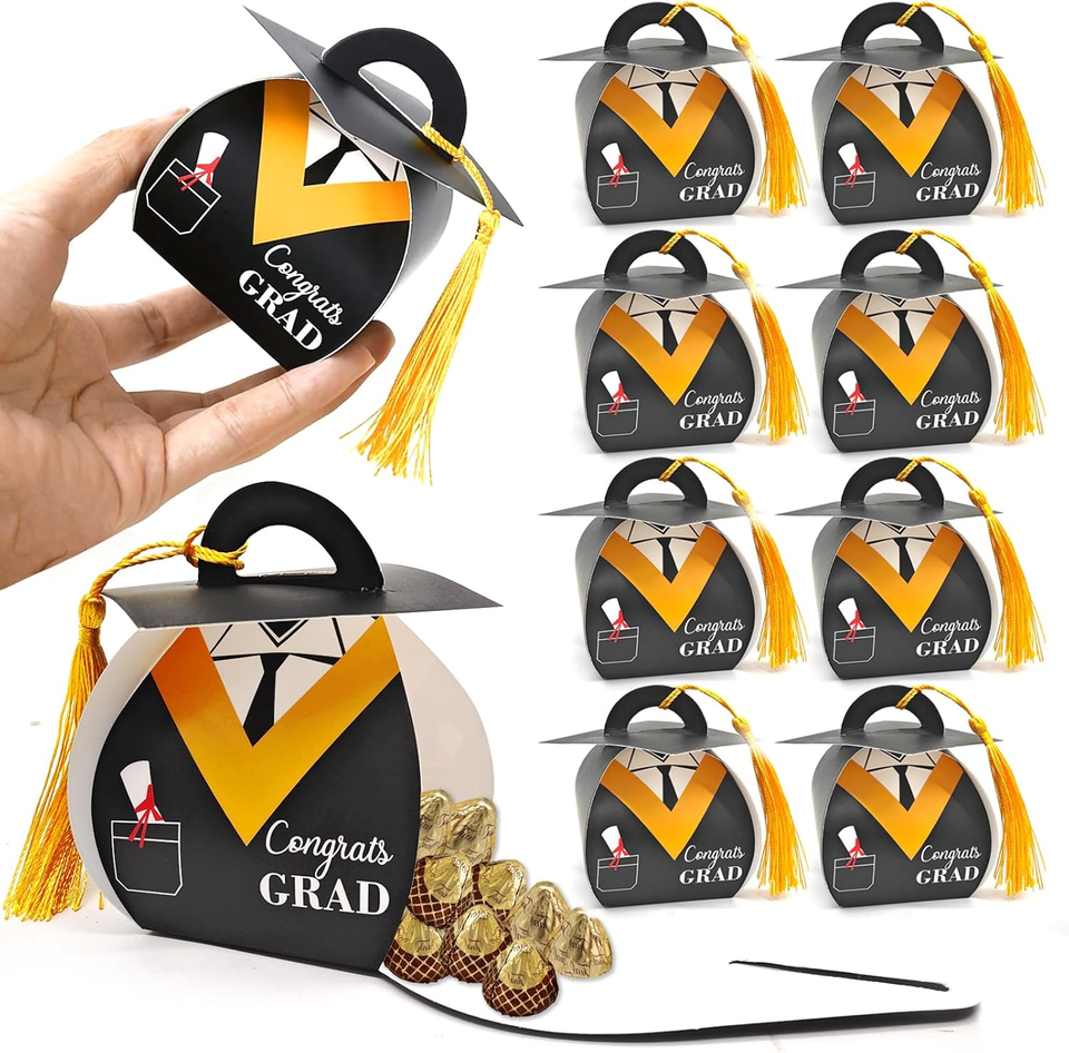 Graduation Candy Boxes,10Pcs Graduate Doctoral Cap Shaped Shaped Gift ...