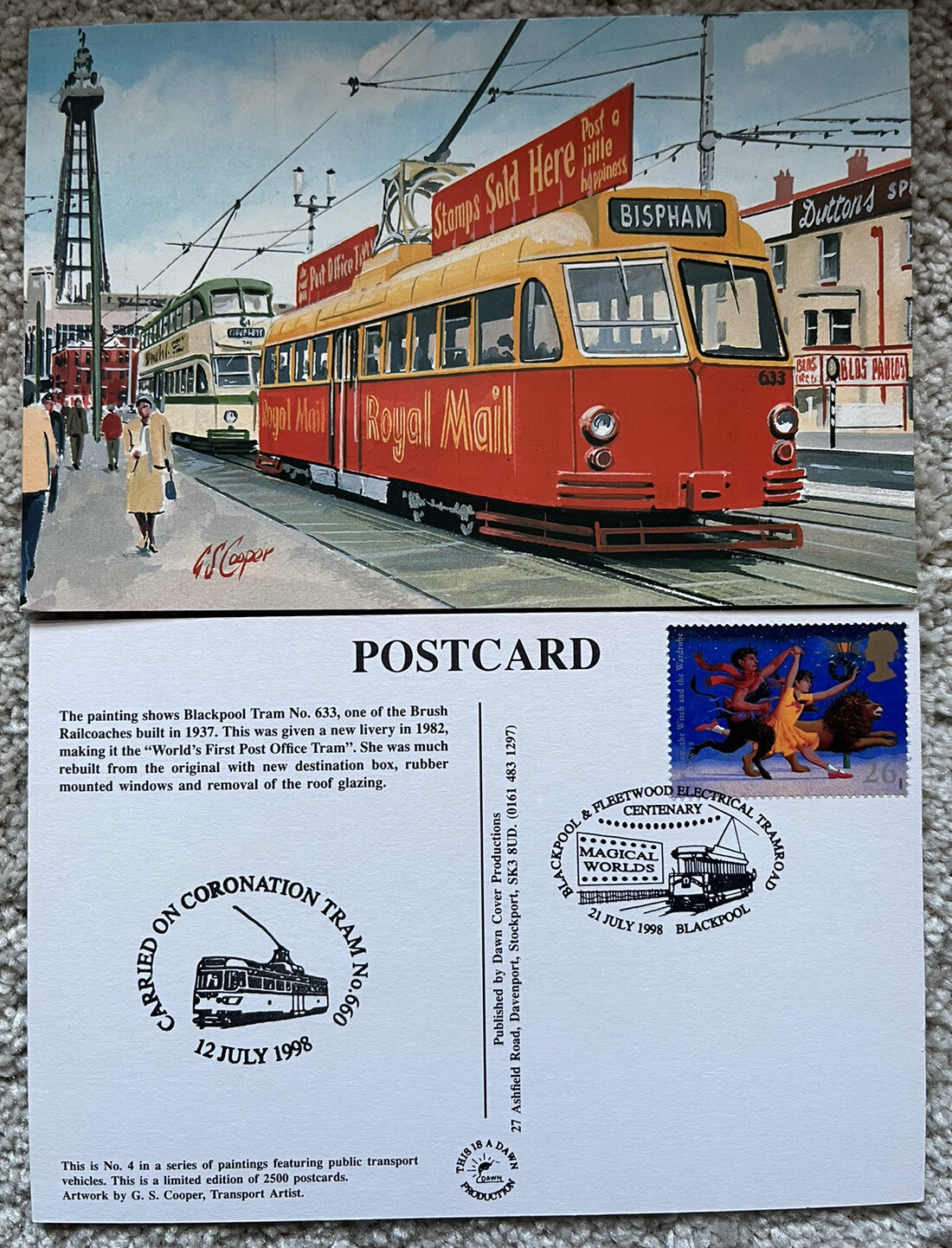 Blackpool Tram No 633 Blackpool & Fleetwood 1998 Dawn First Day “Cover ...