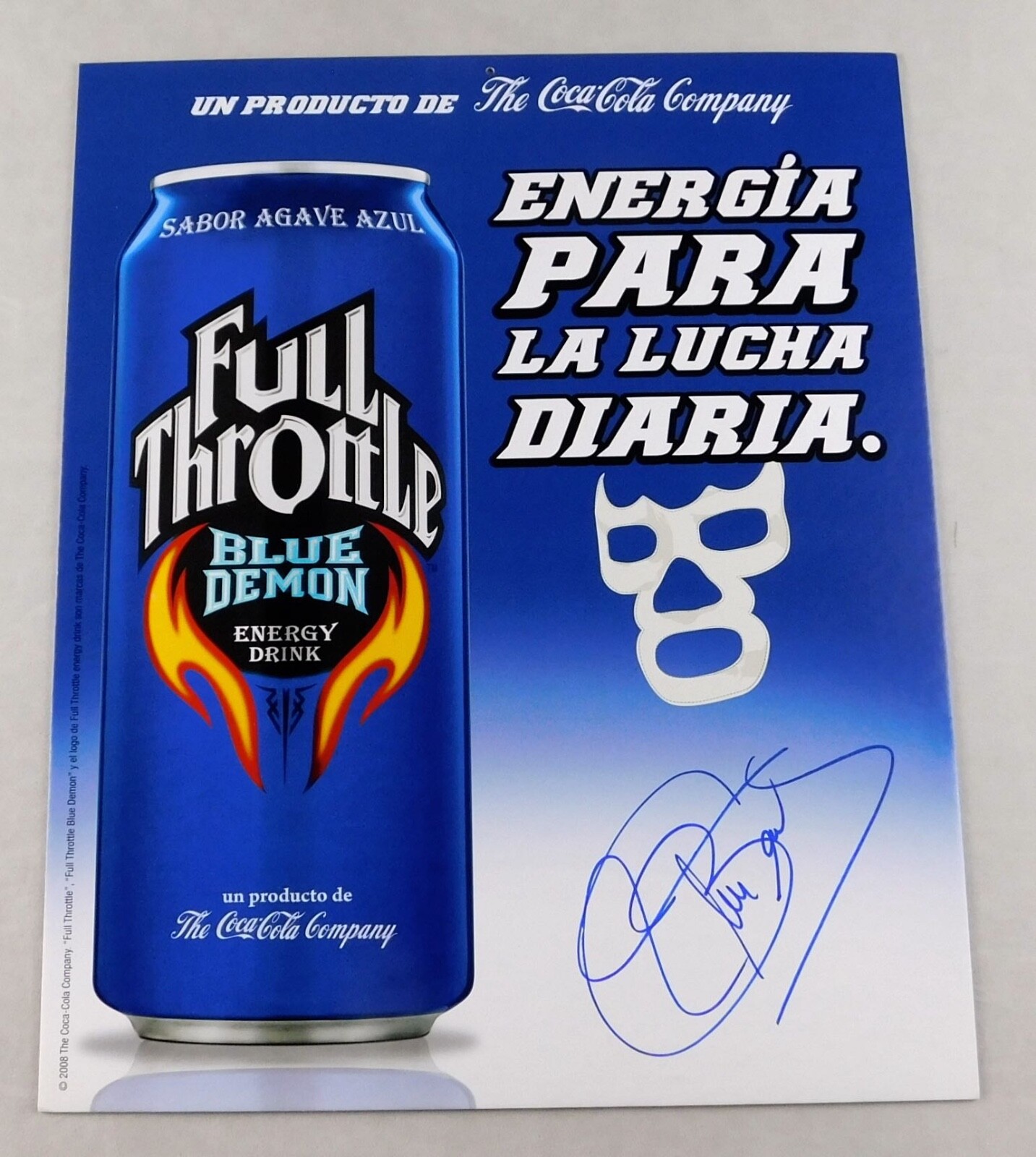 Blue Demon Signed Full Throttle Energy Drink Display Lucha Coca Cola ...