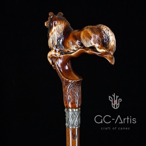 Collie Dog Walking Stick Cane Wooden Cane Scotland shepherd for men ...