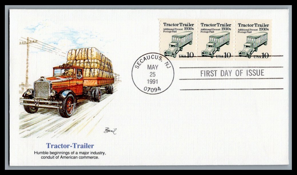 US FDC # 2457 10c Tractor Trailer Fleetwood 3x 1991, 9N493 | eBay