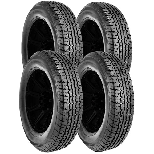 (QTY 4) ST205/75R15 Trailer Master ST Pro 111/106N LRE Black Wall Tires ...