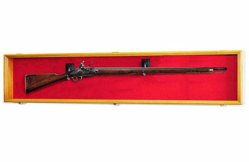 Gun Display Case Cabinet Rifle Oak X Large 65" Wood Musket Shotgun US ...