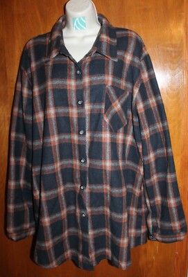 ADORA Ladies' 3XL BUTTON-UP SHIRT SHACKET (black/orange flannel w/ long ...