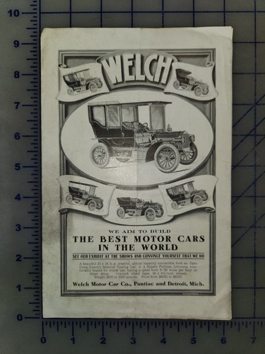1905 1906 Welch Motor Car Brochure Folder Original | eBay