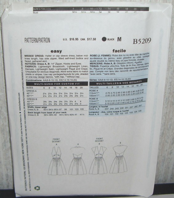 Butterick B5209 Retro Vintage 1947 Misses Dress Sewing Pattern Size 8 ...