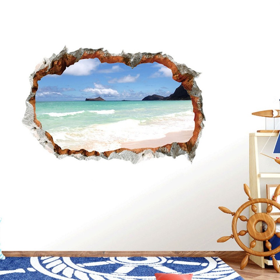 Home Decoration Beach Room Beach-style Mural Landscape Wall Decals ...