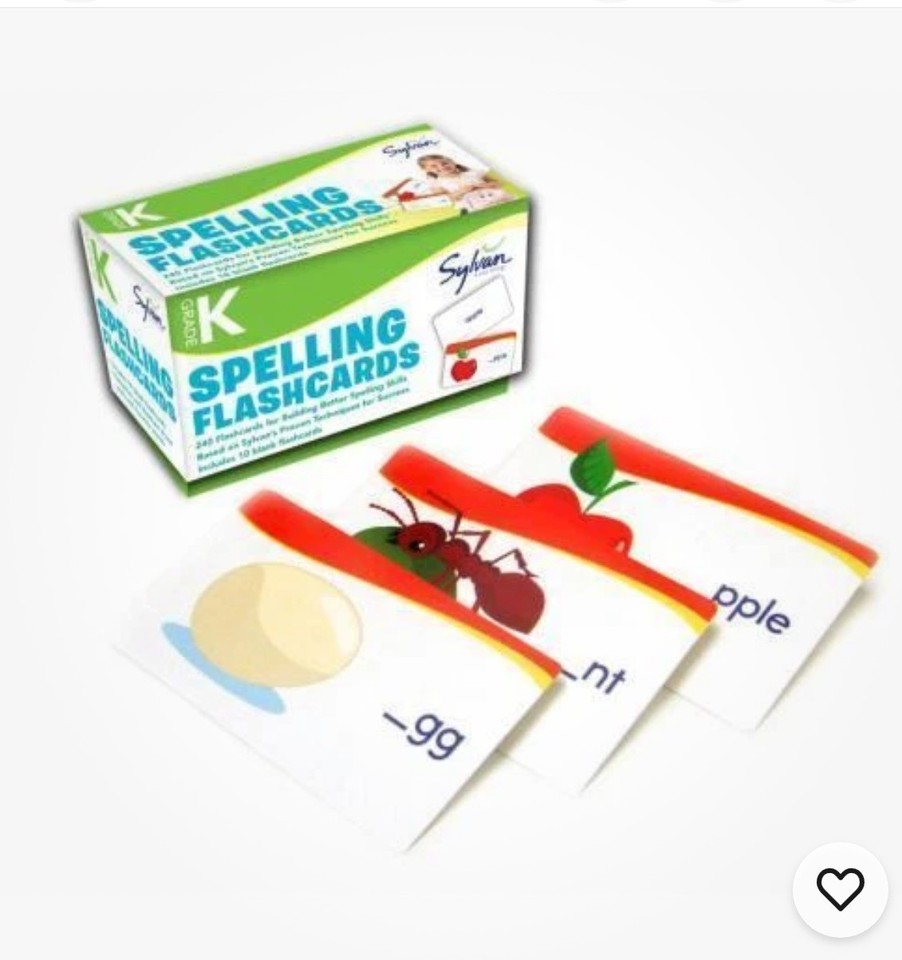 SYLVAN GRADE K SPELLING FLASHCARDS 240 CARDS FOR BETTER SPELLING SKILLS ...