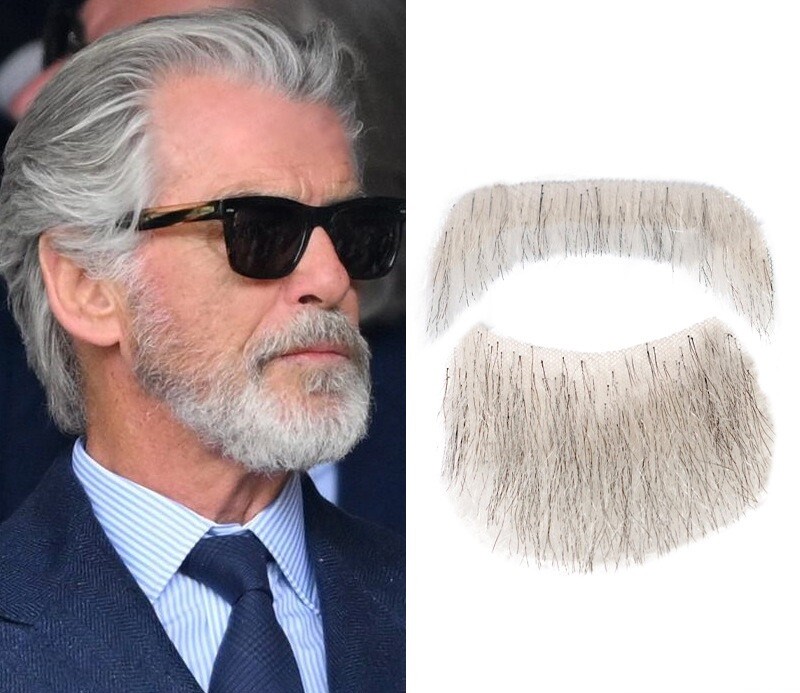 Gray Grey White Beard moustache goatee for men stick on+3pcs of ...