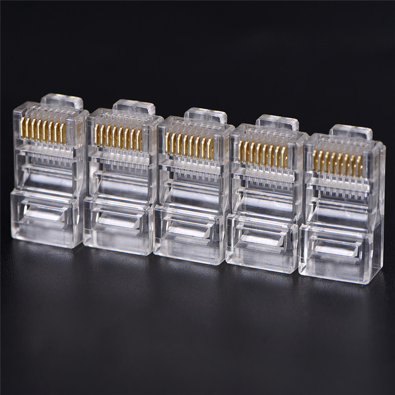 50x RJ45 CAT5 Crystal Network Modular Connector Plug 8P8C For ...