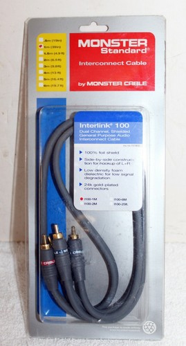 NOS Monster Cable 1100-1M Interlink 100 Shielded Audio Cables ~ 24k RCA ...