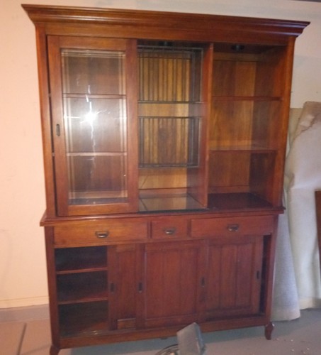 antique step back dutch cupboard pa 1800s country diminutive cabinet ...