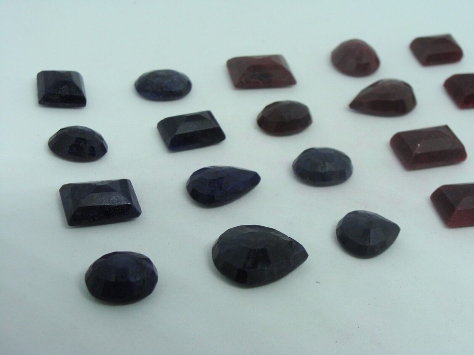 220Carats 20 Pieces Mix Ruby Sapphire Color Enhanced Gemstones Pack Lot ...