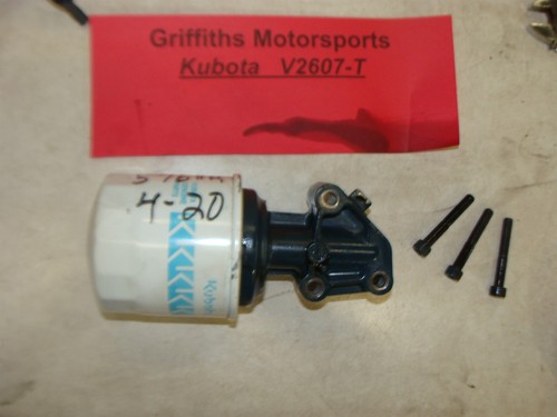 KUBOTA V2607-T 4 cyl diesel 66hp Bobcat oil filter mount plate threaded ...