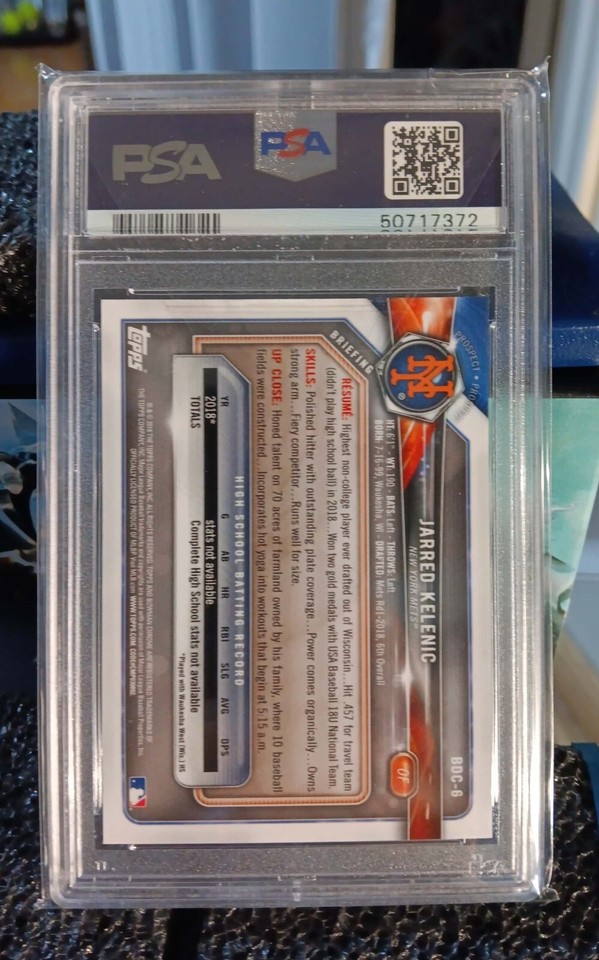 2018 Bowman Draft Chrome RC #BDC-6 Jarred Kelenic 1st Bowman PSA 10 Gem ...