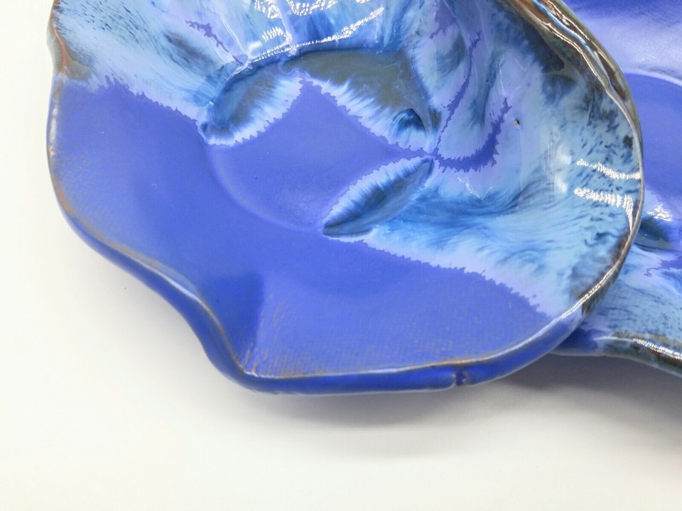 Greek Art Pottery Glazed Blue Twisted Plate - Abstract Ocean Artisan ...