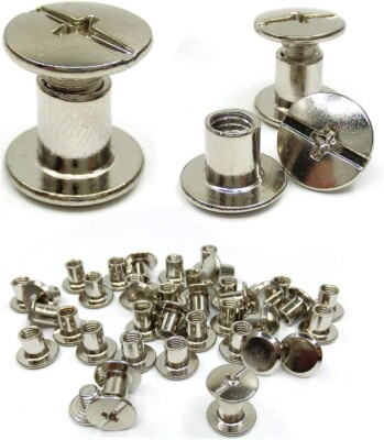 Binding Screws Post,50 Sets Fastener Leather Repair Screws Metal Round ...