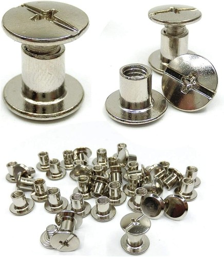 Binding Screws Post,50 Sets Fastener Leather Repair Screws Metal Round ...