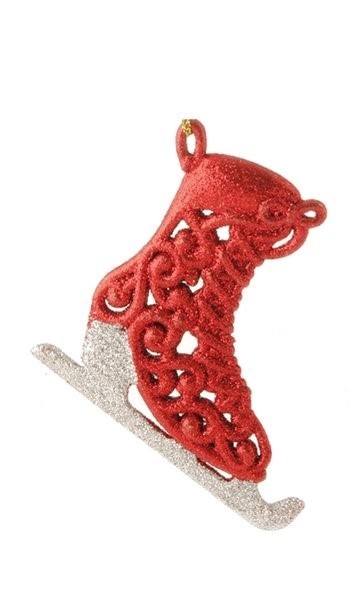 NEW!~RAZ Imports~5" Glittered Red/White Ice Skate Ornament~tree ...