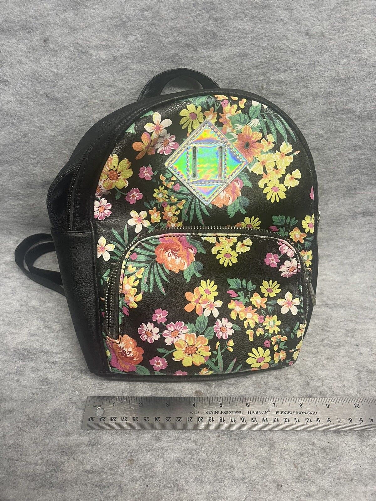 Multi Sac Backpack Purse Handbag Floral Pattern Faux Leather Adjustable ...