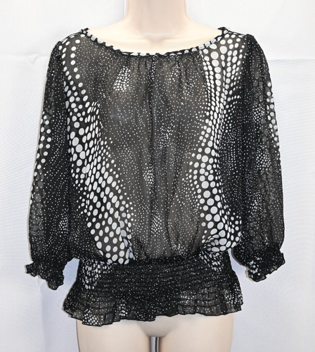 George women's sheer blouse short sleeve size L 100% polyester | eBay