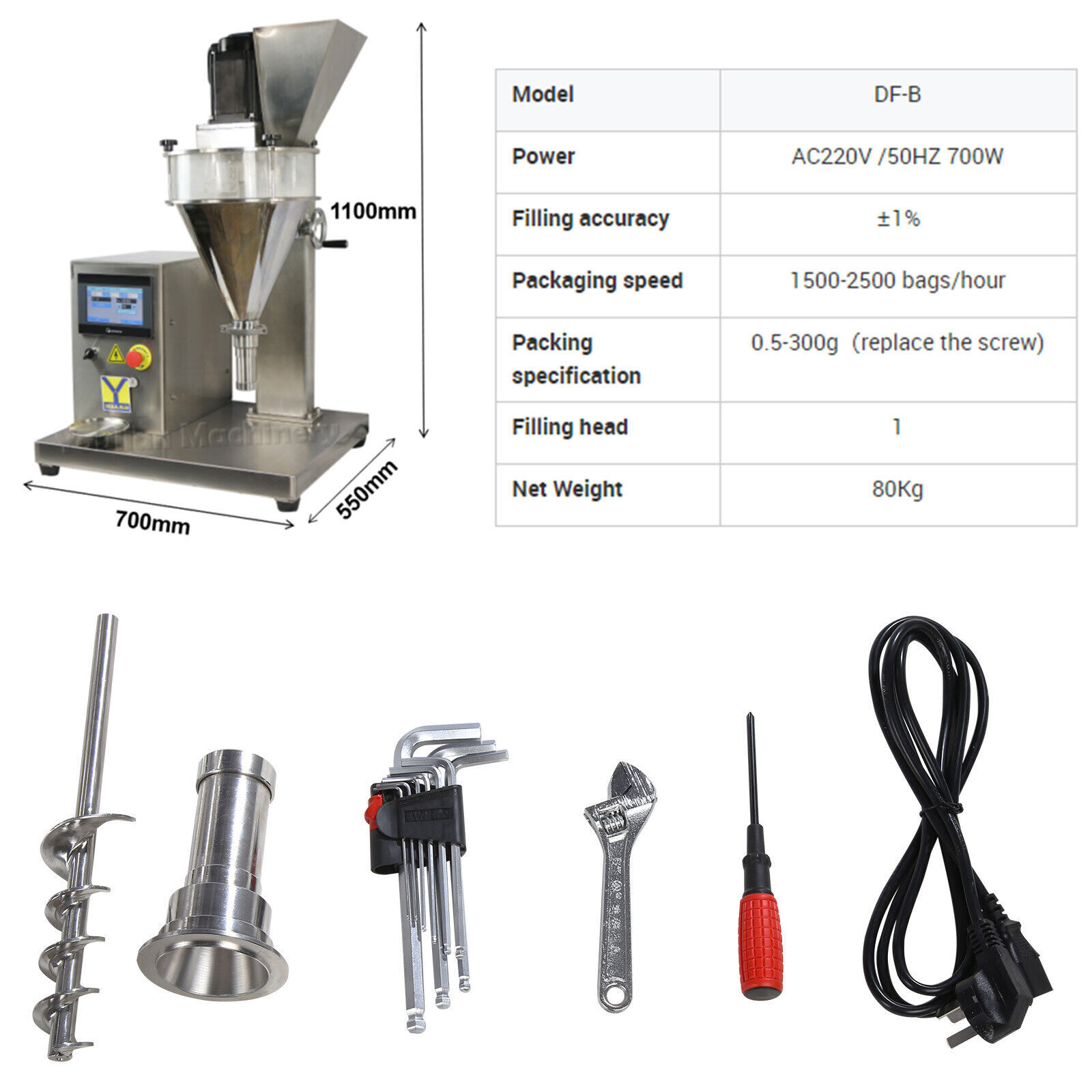 5-1000g Electric High Precision Flour Filling Machine Auger Weighing ...