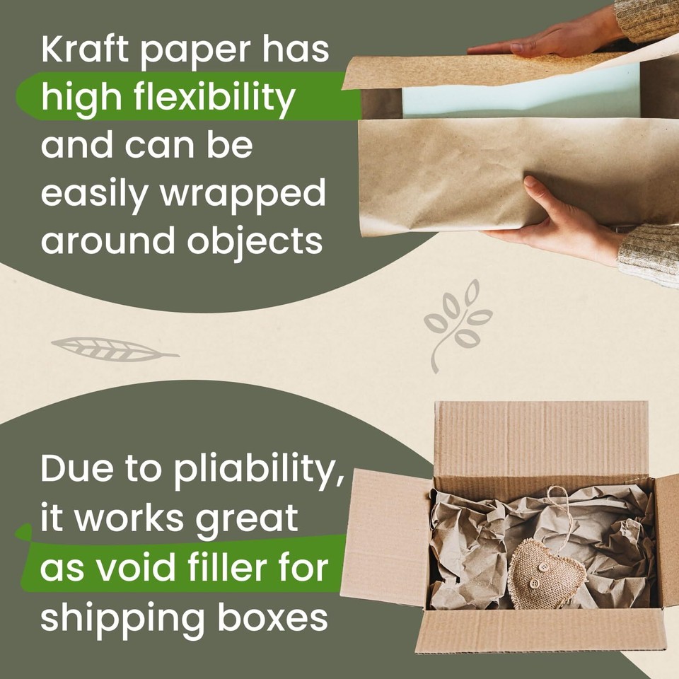 IDL Packaging 36" x 180 feet (2160 inches) Brown Kraft Paper Roll, 30 ...