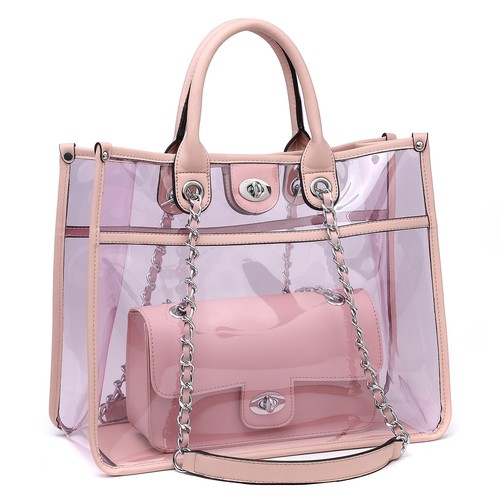 Large Clear Tote Bags for Women Chic Transparent Purse with Twist Lock ...