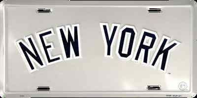 NEW YORK YANKEES CAR TRUCK TAG LICENSE PLATE SILVER W/ BLUE NEW YORK ...