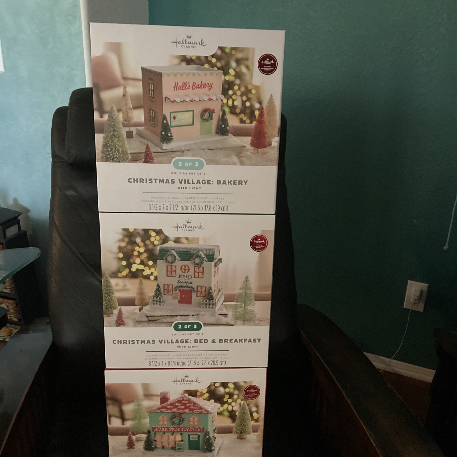 Set of 3 Hallmark Christmas Village Houses Buildings With Lights Bakery ...