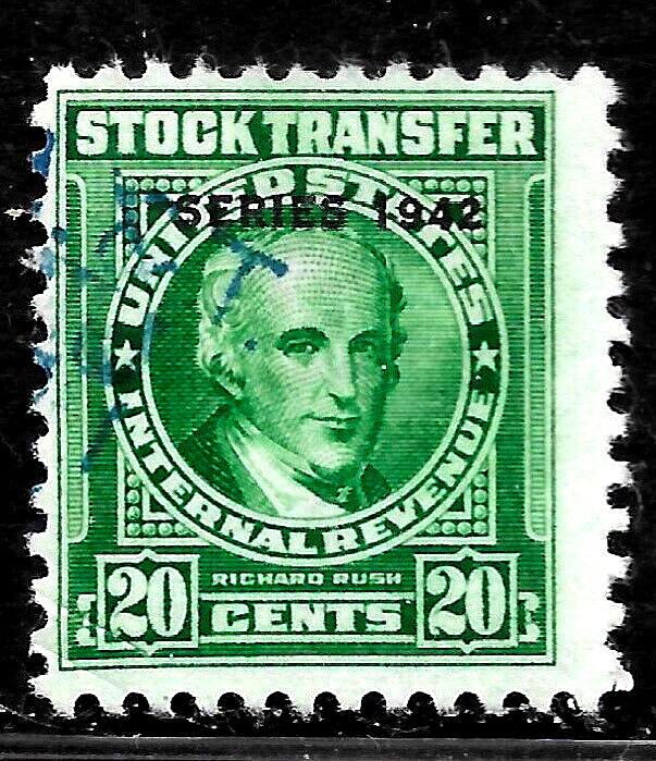 HICK GIR-OLD USED U.S. STOCK TRANSFER SC#RD122 20 CENTS SERIES 1942 ...
